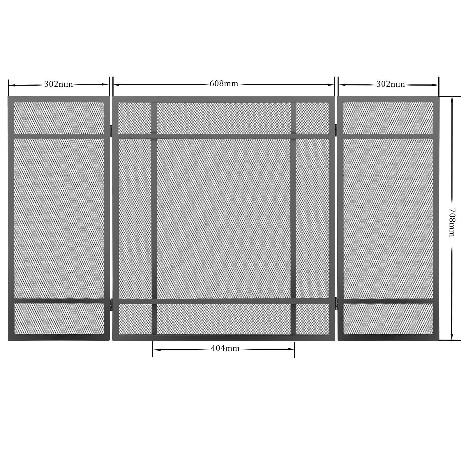 ATiyyo Fireplace Screen with Metal Mesh Foldable 3 Panel Fireplace Cover for Wood Burning Fireplace Wrought Iron Fire Spark Guard Indoor Outdoor (Black)