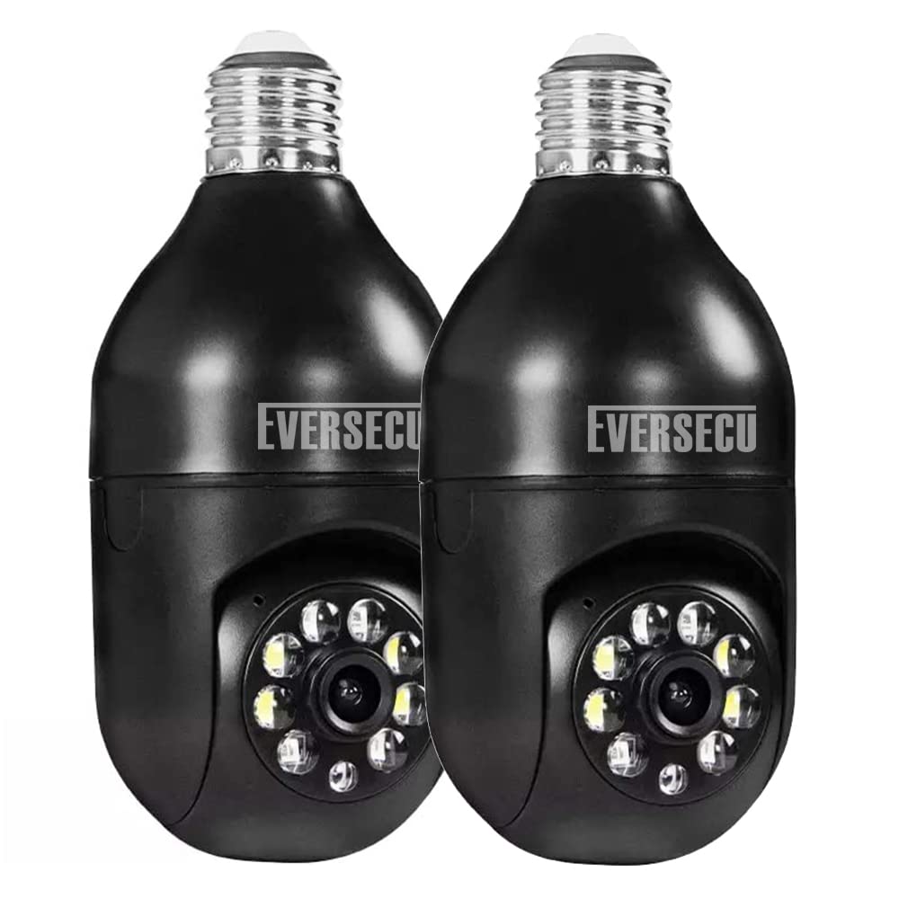 EVERSECU Tuya Smart Security Camera with E26/E27 Connector 1080P Wireless WiFi CCTV PTZ Camera 2-Way Audio/Motion Detection/Auto Tracking/Night Vision(2pcs)