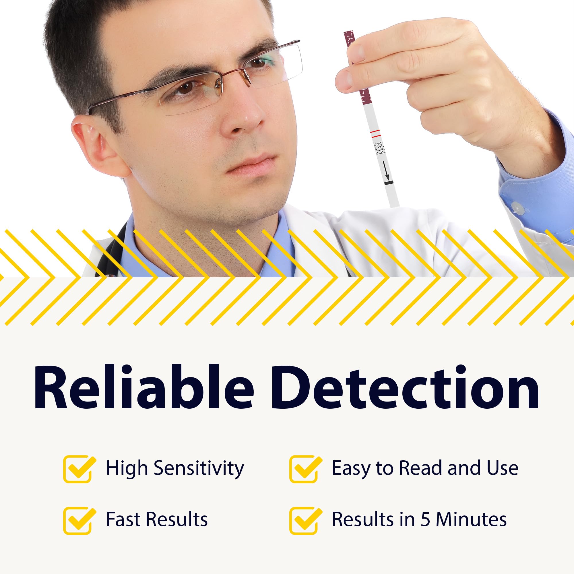 SafeStrip - Fentanyl Test SafeStrip - Fentanyl Test Strips, Quick, Reliable & Easy-to-Use Drug Test Kit for Home Medical Testing on Pills, Powder, Urine & Residue, 100-Pack Test Strips with Scoop