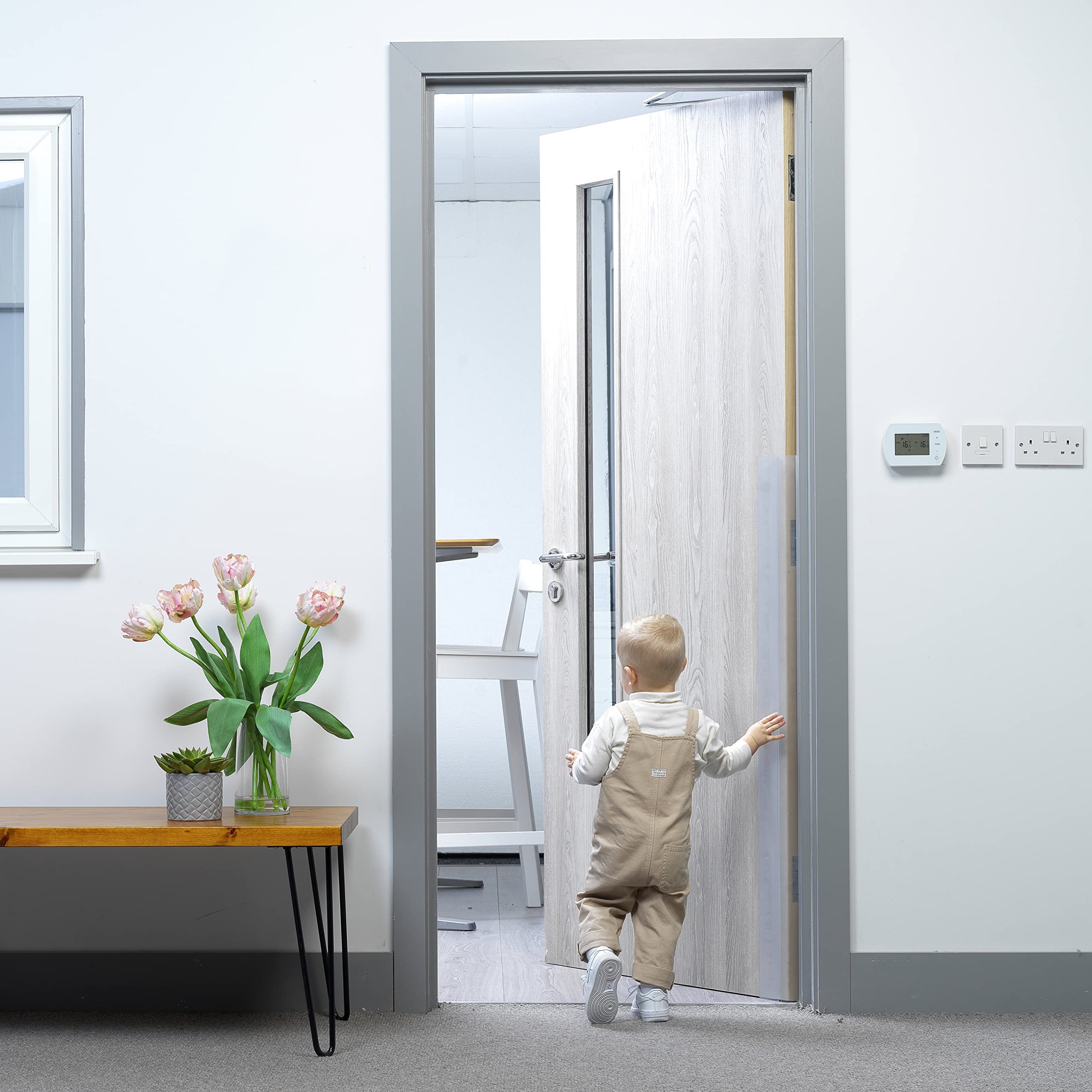 Cardea Child Safety Door Finger Pinch Guard Hinge Protector for The Front of The Door β Clear (2 Pack)