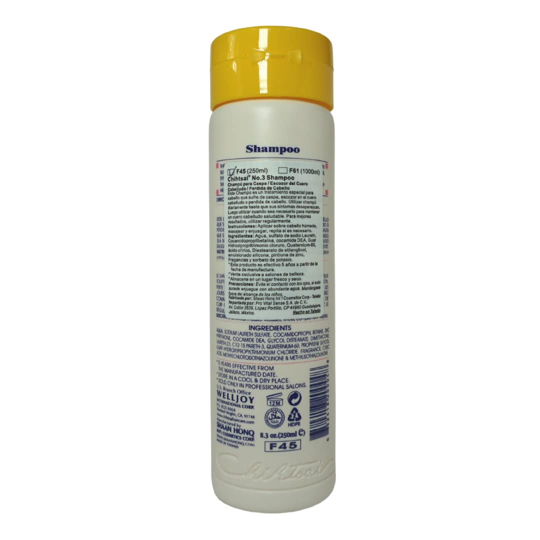 Chihtsai No.3 Shampoo for Hair Loss (8.3oz/250ml) - Eliminate dandruff & flakes, Smooths itchy scalp