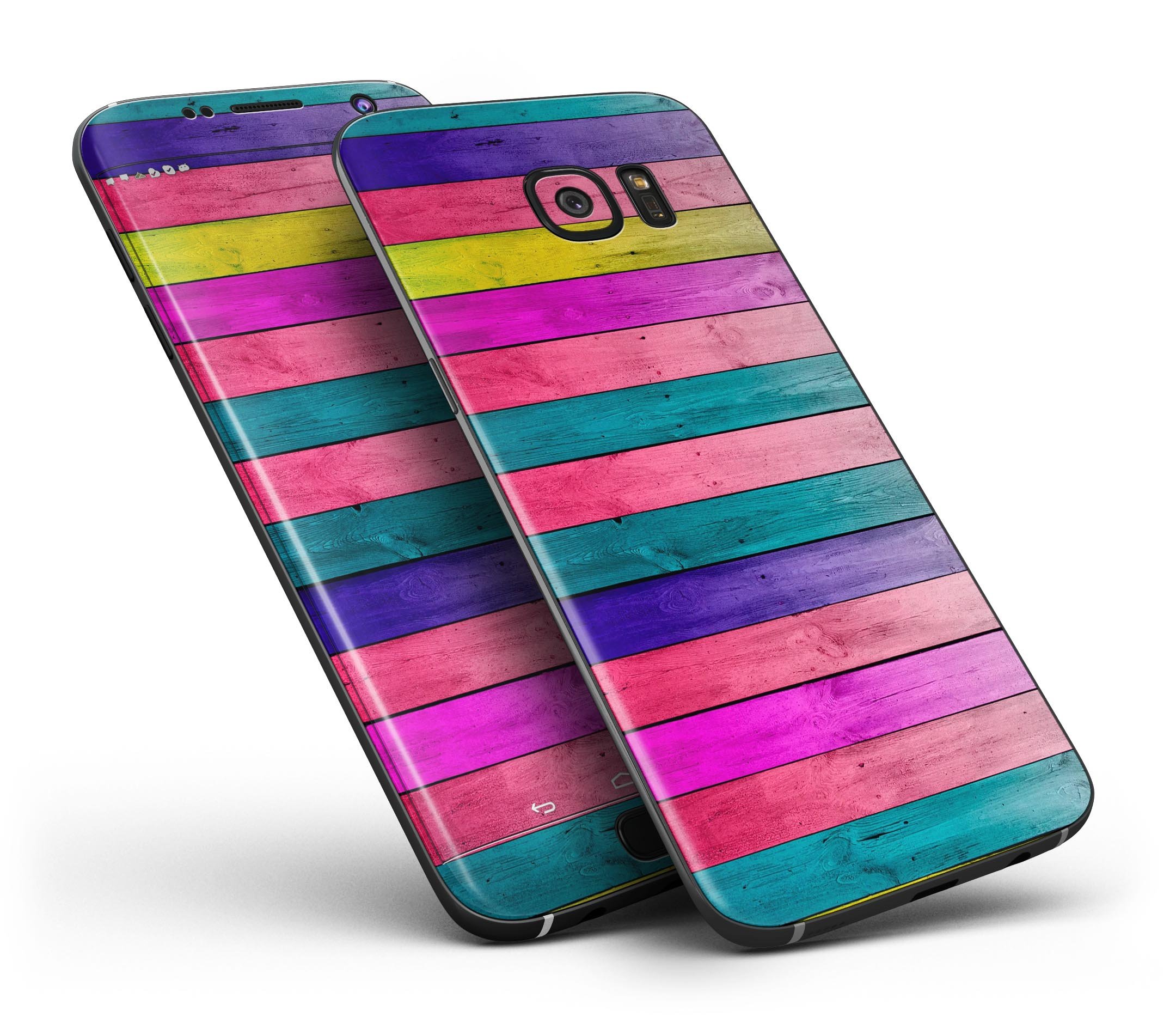 Design Skinz Design Skinz Vibrant Neon Colored Wood Strips Full-Body Wrap Decal Skin-Kit for The Galaxy S9 Plus