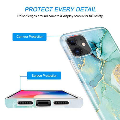 luolnh Compatible with iPhone 11 Case,iPhone 11 Marble Case,Brilliant Design Shockproof Flexible Soft Silicone Rubber TPU Bumper Cover Skin Case for iPhone 11 6.1 inch 2019 -Abstract Mint