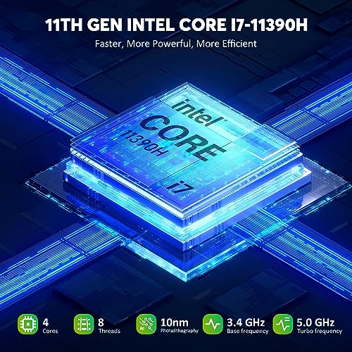ACEMAGIC Mini PC Intel i7 11390H(Up to 5.0GHz), Mini Computer Desktop PC, 16GB DDR4 512GB M.2 NVMe PCIe 3.0 SSD Small Computer Tower Micro PC Support 4K UHD/WiFi 6/BT 5.2/Dual HDMI/LAN/USB 3.0/VESA