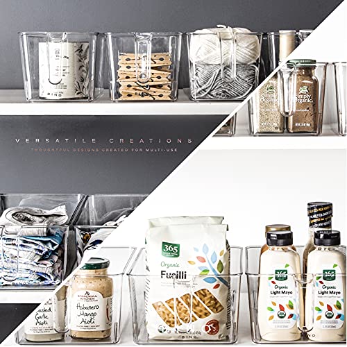 BINO | Plastic Storage Bins, Medium - 24 Pack | THE HOLDER COLLECTION | Multi-Use Organizer Bins | Built-In Handles | BPA-Free | Pantry Organization | Home Organization | Fridge Organizer | Freezer Organizer