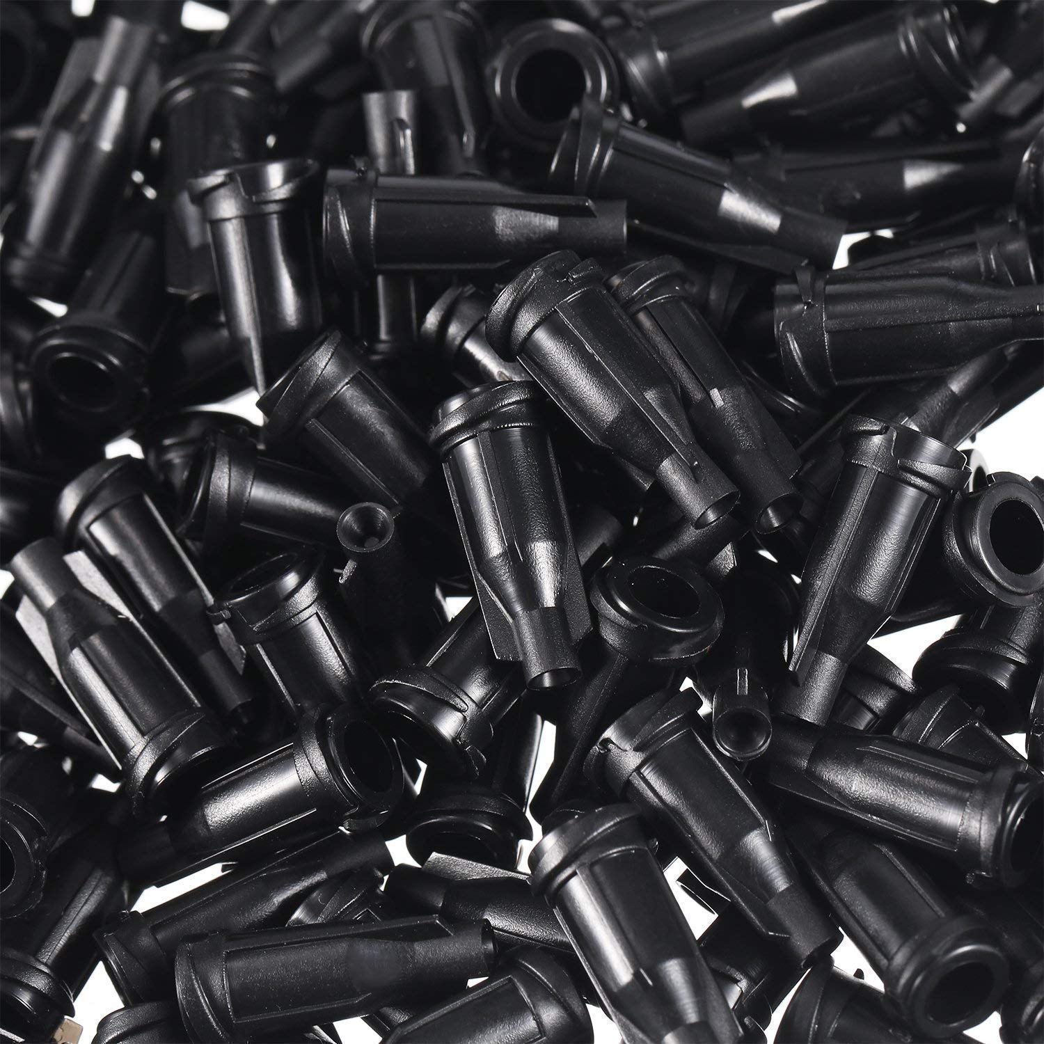 Gejoy 250 Pack Syringe Tip Caps Dispensing Needle Tip Cap (Black)