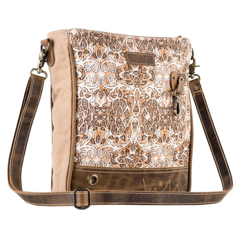 SIXTEASE Womens Shoulder Bag Vintage Style Shoulder Bags for Women - Made with Genuine Leather, Upcycled Canvas, or Hair On - Handmade, Adjustable Strap, Brass and Zinc Hardware - Ariely