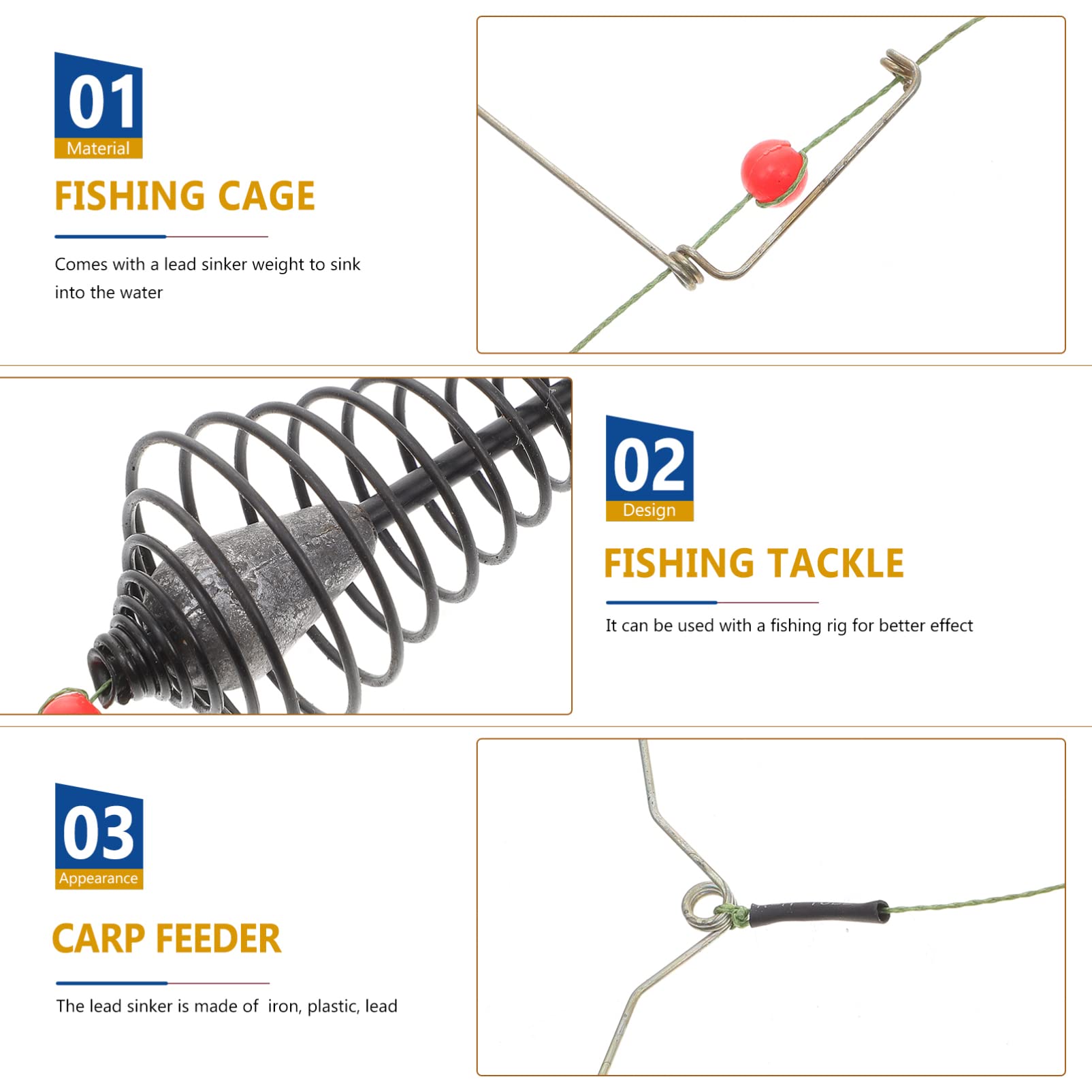 4Pcs Carp rig Fishing Bait Holder Cage,Copper Spring Lure Feeder Basket with Hooks Fishing Tackle Kit