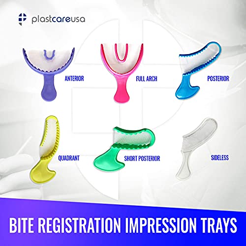 Dental Tools for Impressions, Disposable Dental Bite Registration Trays (Sideless), Mouth Trays for Teeth Molds White Bite Trays (Single Box of 50)