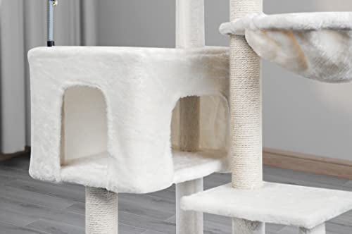 AIWIKIDE Cat Tree Has Scratching Toy with A Ball Activity Centre Cat Tower Furniture Jute-Covered Scratching Posts,Beige