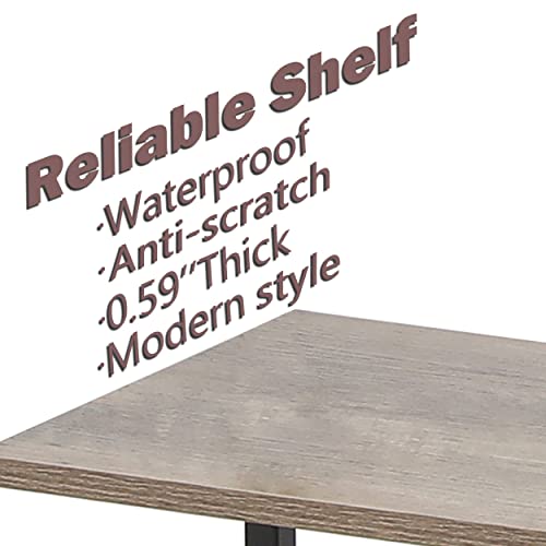 LuxenHome 4 Tier Ladder Bookshelf, 58'' Modern Leaning Bookshelf, Solid Real Wood Bookcase, Rustic Shelves with Industrial Metal Frame, Tall Wide Bookshelf Storage for Classroom, Light-Oak