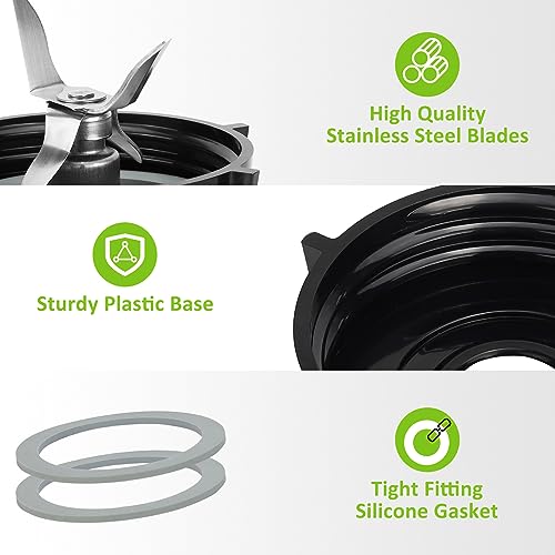 Blender Replacement Parts Compatible with Oster Blender Ice Blades ABS Plastics Base Stainless Steel Ice Blade and 2 Rubber O Ring Seal Gasket, Compatible with Oster Osterizer Blender Accessories