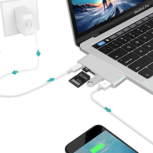 XUNMAIFHB Portable Docking Station,MacBook hub hub Converter USB-C to HDMI Splitter Type-c Docking Station Reader Type-c SD MicroSD USB3.0 Fast Transmission, Gray