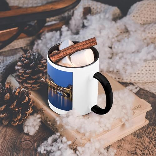 3dRose mug_82086_4 "Italy, Florence, Ponte Vecchio Bridge, Arno River - EU16 BTH0023 - Brenda Tharp" Two Tone Black Mug, 11 oz, Multicolor