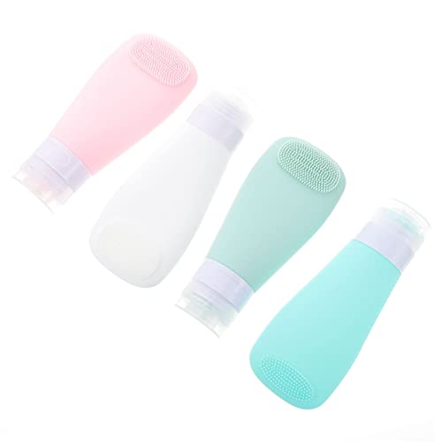 4pcs Container Soap Random Size with Shampoo Lotion and Empty Brushes Silicon Liquids Tubes Refillable Dispenser Mixed Portable Squeezable Holders Sub-ing Cosmetics Cosmetic