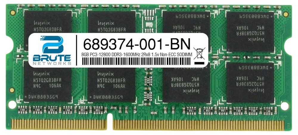 Brute Networks 689374-001-BN - 8GB DDR3-1600MHz 2Rx8 1.5v Non-ECC SODIMM (Compatible with OEM PN# 689374-001)