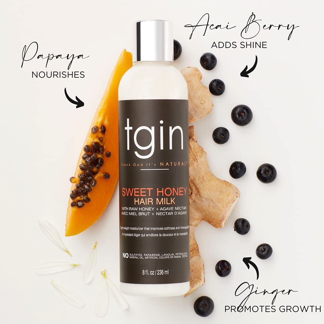 tgin Sweet Honey Hair Milk and Moisturizer for Natural, Dry, Curly, Wavy Hair - 8 Oz