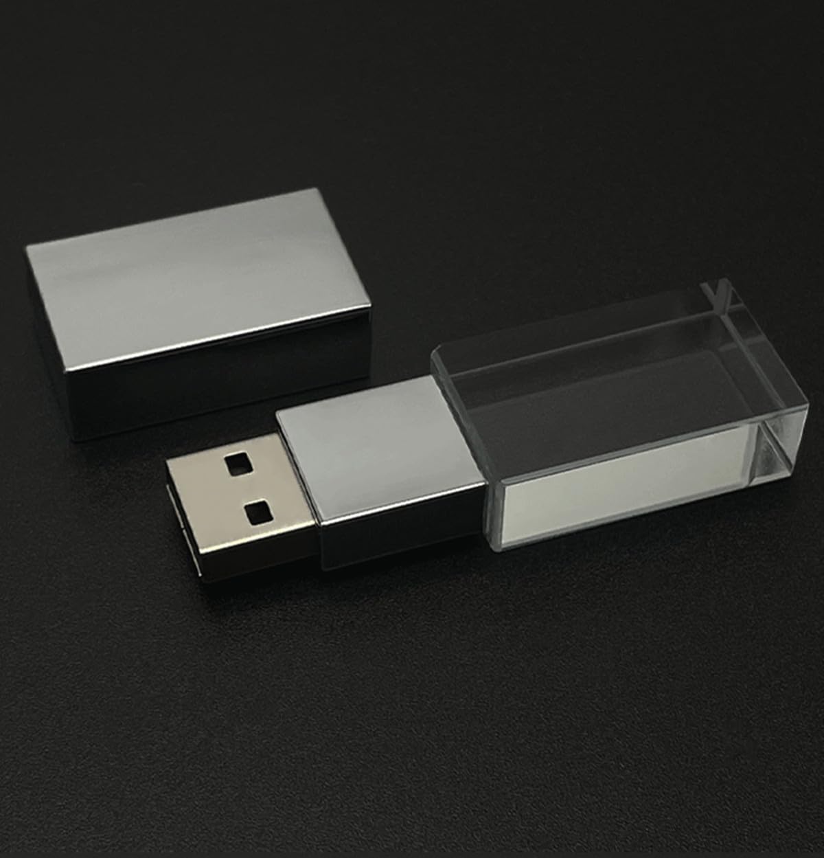 New Crystal Transparent Rectangle Genuine USB Flash Drive Wedding Gift Pen Drive,Silver
