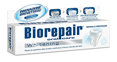 Biorepair: "Whitening" Toothpaste with microRepair * 2.5 Fluid Ounce (75ml) Tubes (Pack of 2) * [ Italian Import ]
