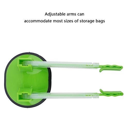 Furnoor Adjustable Hands Free Baggy Rack Clip Kitchen Food Storage Bag Opener Holder Anti-slip Practical Durable(Green)