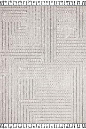 AK RUGS Off White Scandinavian Area Rug Minimalist Non Shedding Rug for Living Room Bedroom Rug (8'x10'), (OSLO 19670)