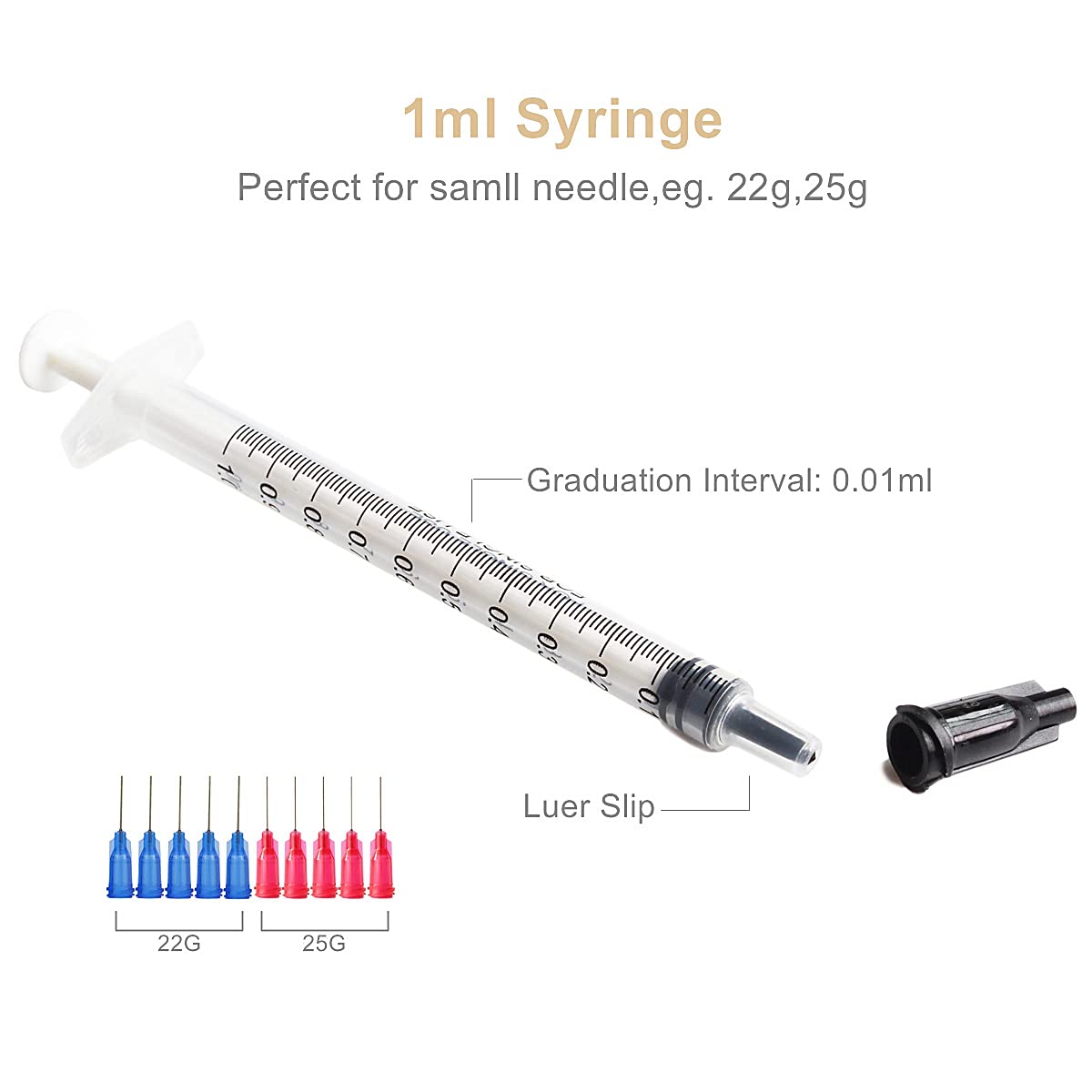 BSTEAN 30 Pack - 1ml, 3ml, 5ml,10ml, 20ml Syringes with 14ga, 16ga,18ga, 20ga, 22ga and 25ga Blunt Tip Needles and Caps for Refilling and Measuring Liquids, Oil or Glue Applicator