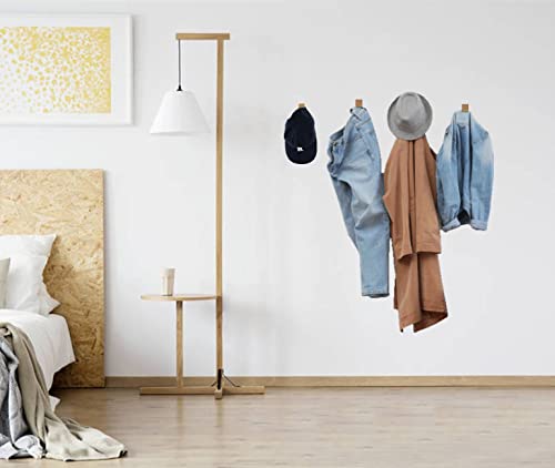 BGHEOUYV 6 Pack Wood Wall Hooks, Coat Hooks Wall Mounted Hooks for Hanging, 6 Hat Hooks with 6 Screws, Wooden Wall Hooks for Hanging Hat, Coat, Towels, Bags, Keys, Clothes (Beech Wood)