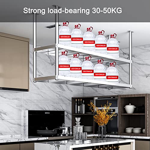 DSVONAUS Ceiling Storage Shelf, 2 Layer Stainless Steel Ceiling Mount Shelf, Hanging Floating Shelves, Organizer Rack for Restaurant Kitchen Bar Cafe Shelf, Easy to Install - 6 Sizes (80×35×80cm)