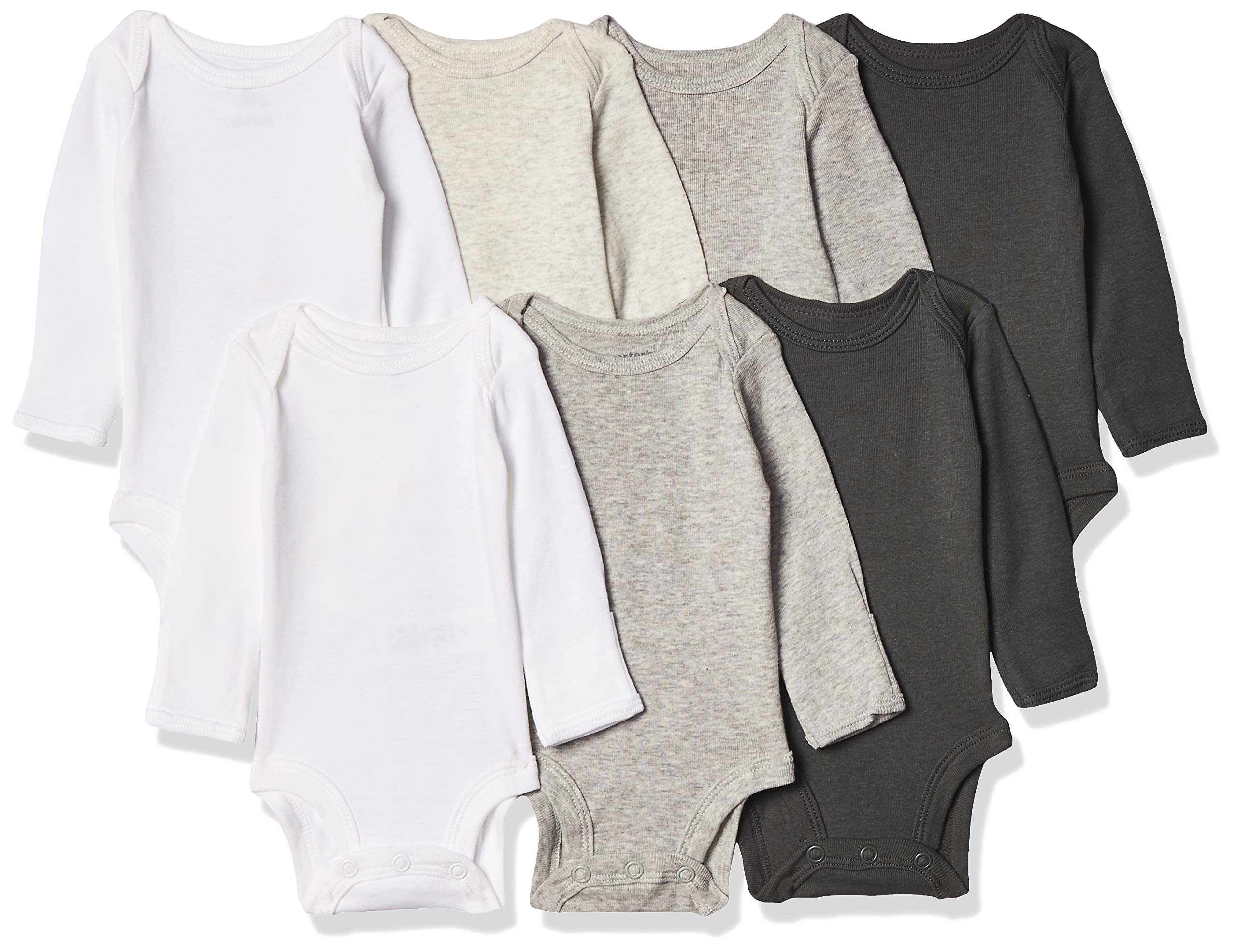 Carter's baby girls 7-pack Long-sleeve Bodysuits T Shirt, Multi/Grey, Preemie US