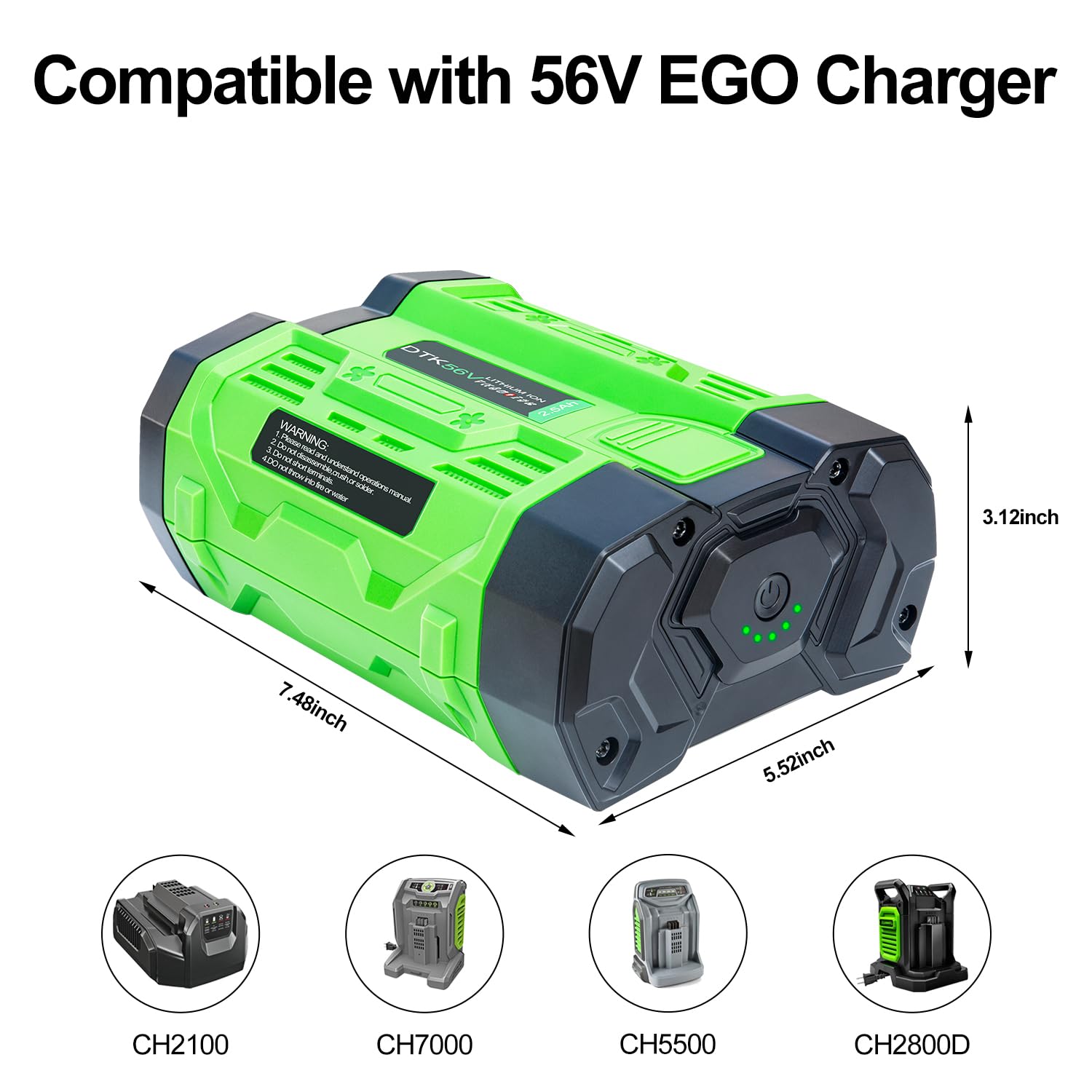 DTK Battery Replacement for EGO 56V Battery 2.5Ah Batteries Compatible with BA1400T BA2800 BA4200T BA5600T Lightweight and Easy to Carry