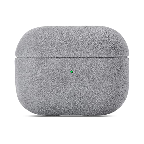 Akantra Alcantara Case Compatible with Apple AirPods Pro 2, Handmade Fully-Wrapped Synthetic Suede AirPods Pro2 Cover, Scratch Resistant Microfiber Cushion (Gray 2938)