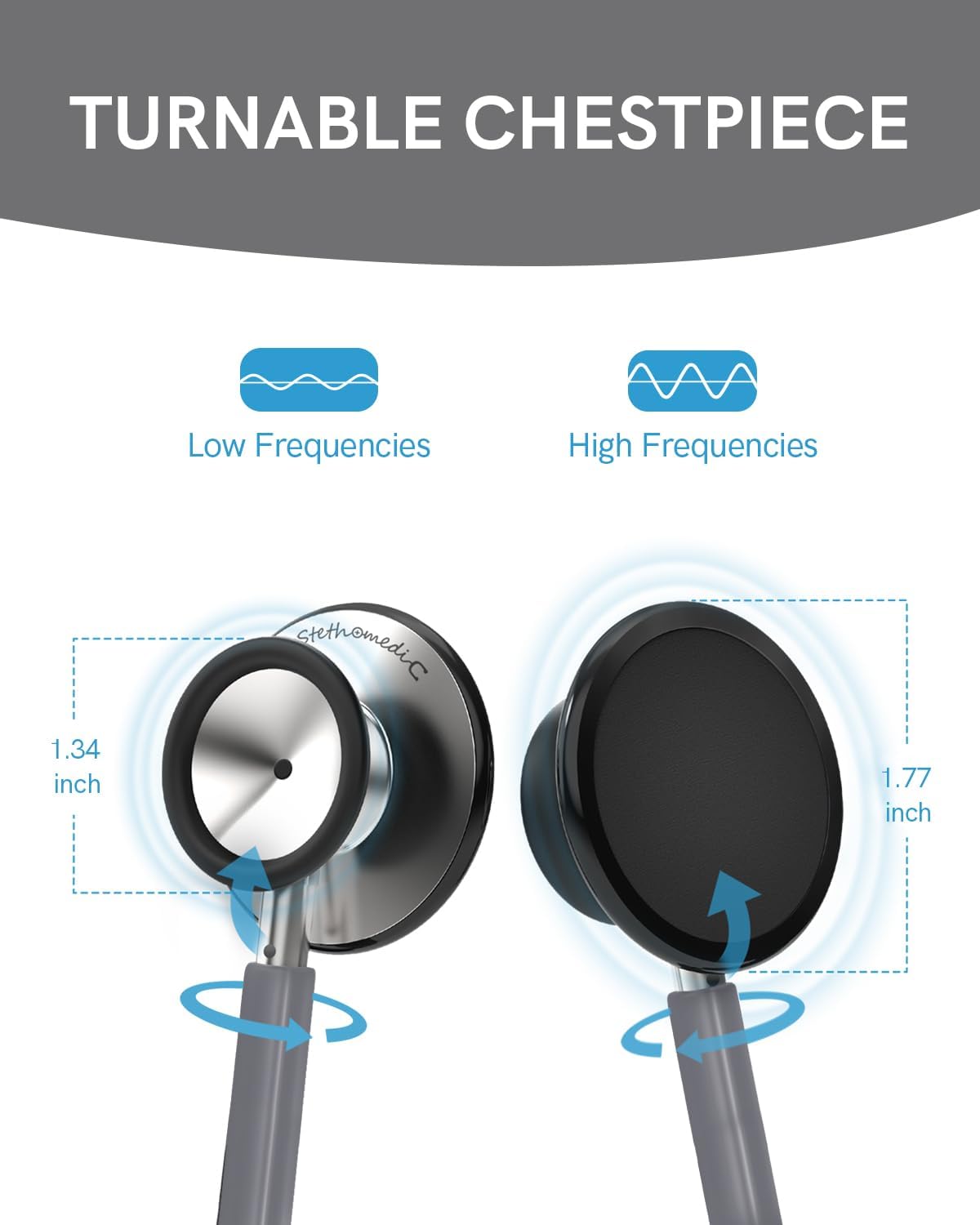 FriCARE Dual Head Stethoscope - Stethoscopes for Nurses, Medical Nursing Students, Paramedics/EMT/LVN/VNA Backup - FSA/HSA Eligible Estetoscopio, Haze Grey Tube, Stainless Steel Chestpiece