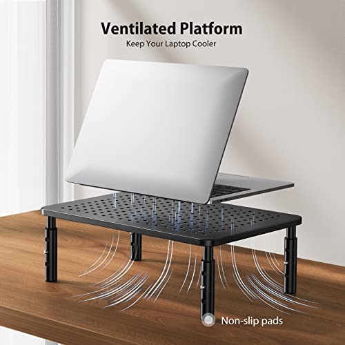 LORYERGO Monitor Stand, Monitor Riser 3 Height Adjustable, Laptop Stand Desk with Metal Vented Platform, Computer Stand for Printer, Laptop, PC Tower, Laptop Stand for Office & Home(2 Pack)