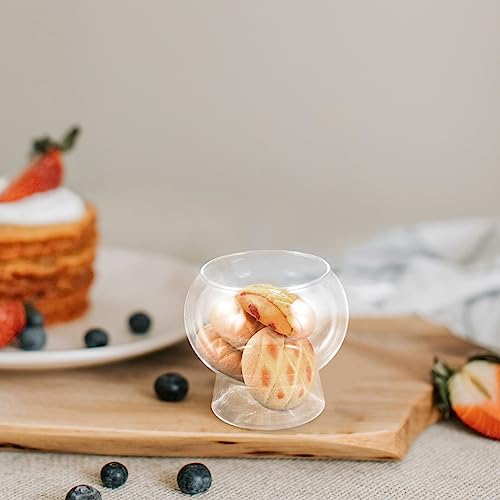 Angoily Juice Glass Crystal Dessert Bowl, 4.3-Inches Ice Cream Bowl,Glass Bowl for Sundae Salad Fruit Pudding Yogurt Snack Candy Trifle, Kitchen Prep Holiday Party Wedding(Pedestal)