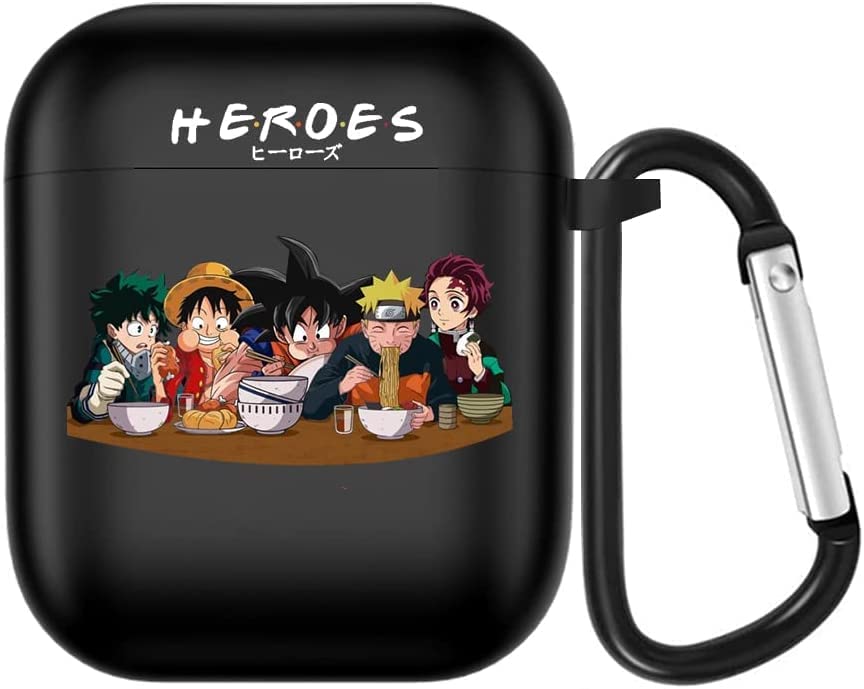 Anime Pattern Compatible with AirPods 2&1 Case, Anime Airpod Case for Boys Girls Teens, Soft Silicone Full Body Protection Shockproof Cover with Keychain