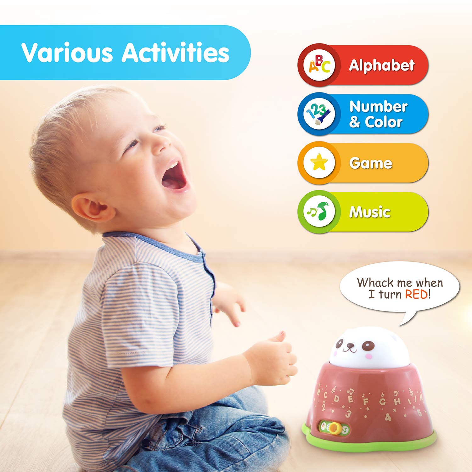BEST LEARNING Whack and Learn Mole - Educational Interactive Light-Up Toy for Infants Babies Toddlers for 6 Month and up - First Baby Boy or Baby Girl Birthday Gift