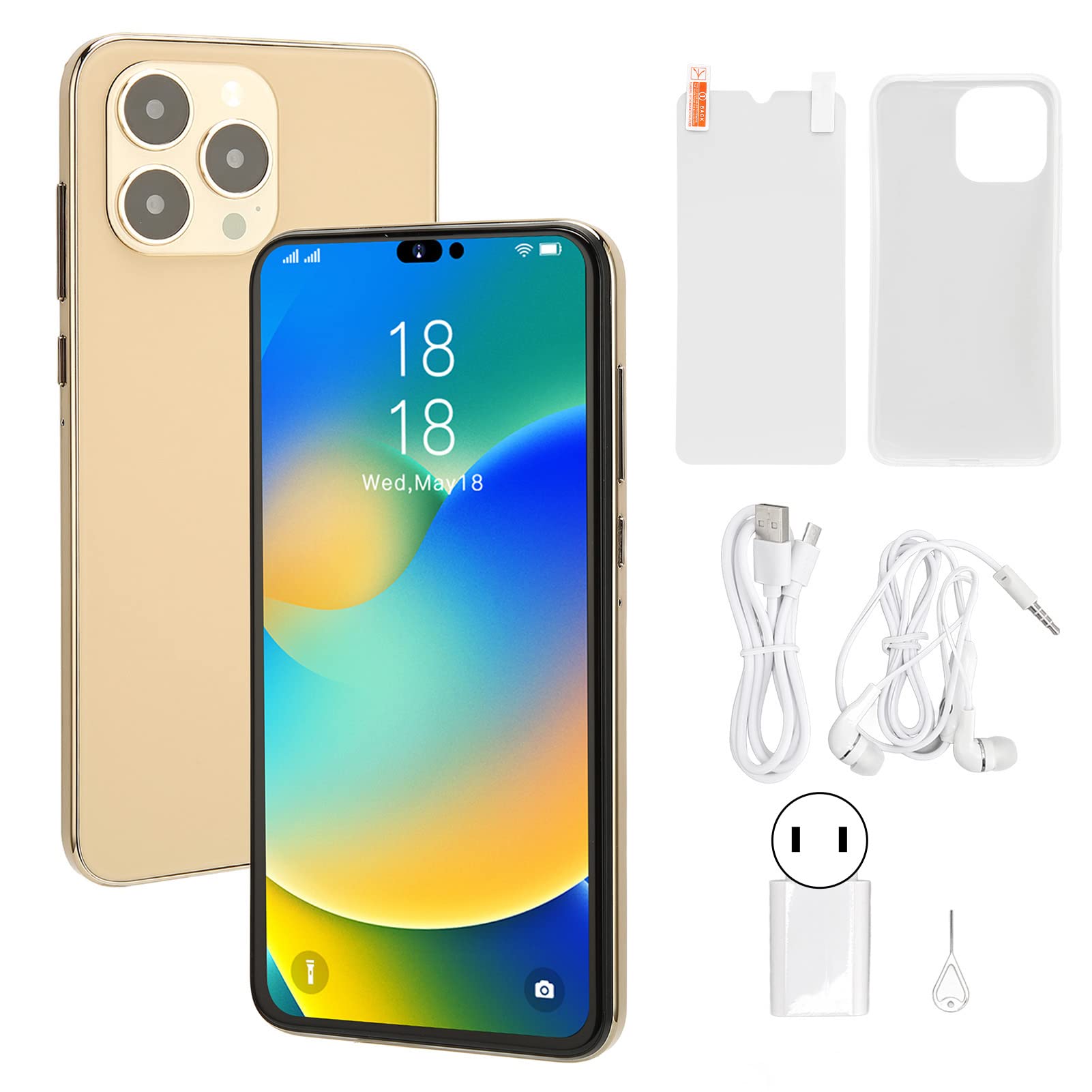 3G Unlocked Cellphone, 6.1 Inch HD Screen, Dual SIM Slots 3G Cellphone,2GB RAM 32GB ROM, Face ID Unlocked Mobile Phone for Android 10 4000mAh(Gold)
