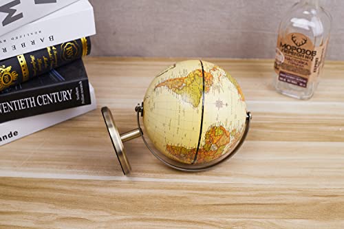 Annova Antique Globe Dia 5.5-inch / 14CM - Educational/Geographic/Modern Desktop Decoration - Stainless Steel Arc and Base - for School, Home, and Office (Antique 5.5β)