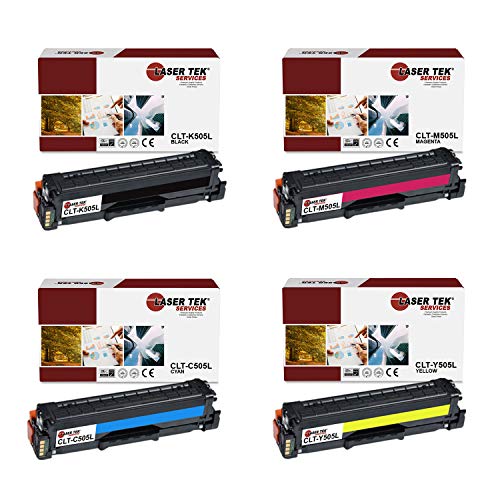 Laser Tek Services Compatible Samsung CLT-K505L CLT-C505L CLT-M505L CLT-Y505L High Yield Toner Cartridge Replacement for Samsung ProXpress C2620DW Printers (Black, Cyan, Magenta, Yellow, 4 Pack)
