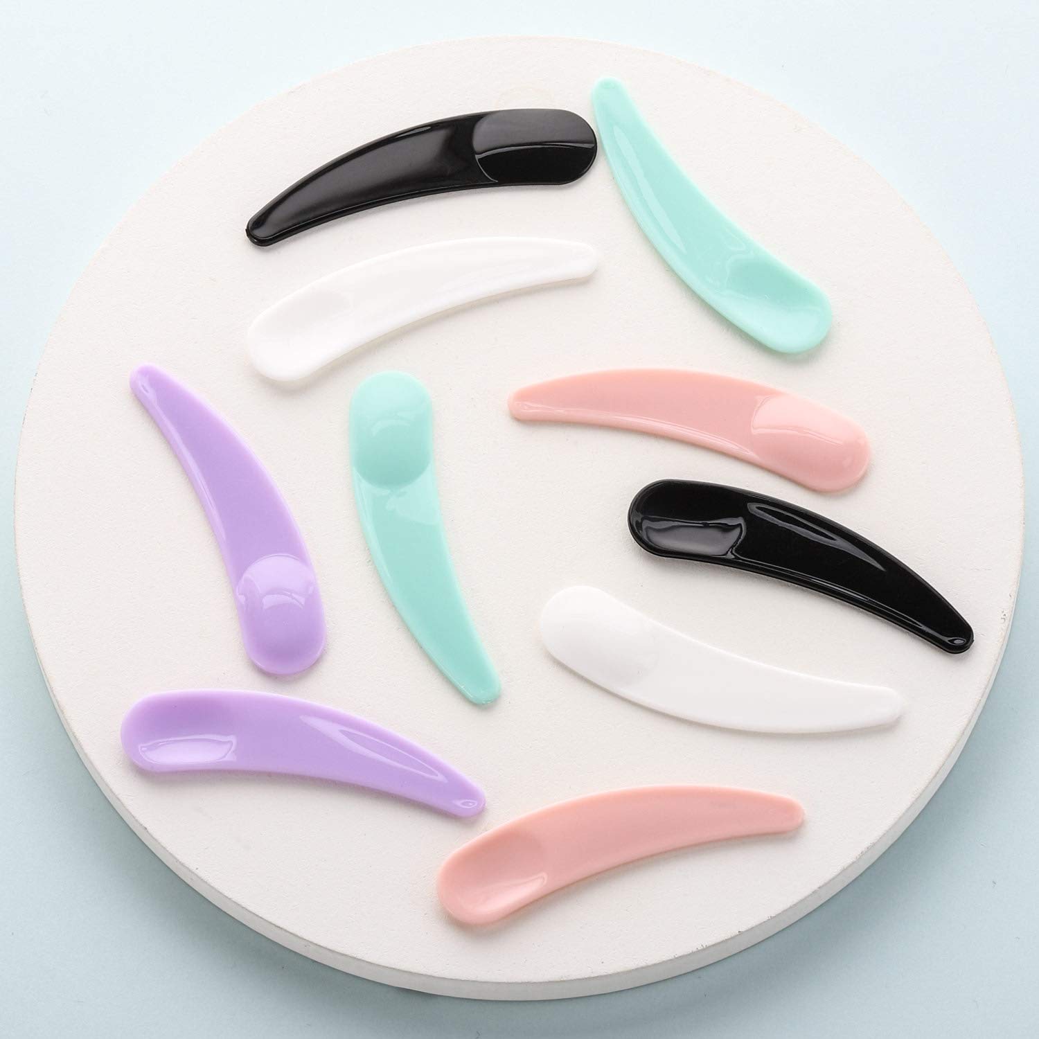 BTYMS 100 Pieces Disposable Mini Cosmetic Spatula Facial Mask Spatula Small Makeup Scoop Makeup Spatula for Mixing and Sampling (Multi-color)