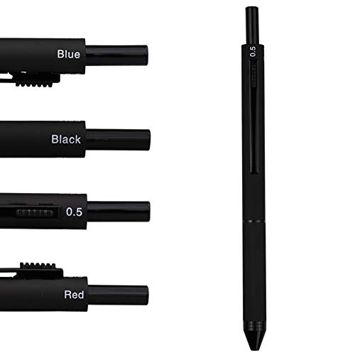 DUNBONG 4 in 1 Multicolor pen, Metal Cased Multifunction Pen, 0.5mm Mechanical Pencil, Red Ball Pen, Blue Ball Pen and Black Ball Pen, 1-Count (Black)