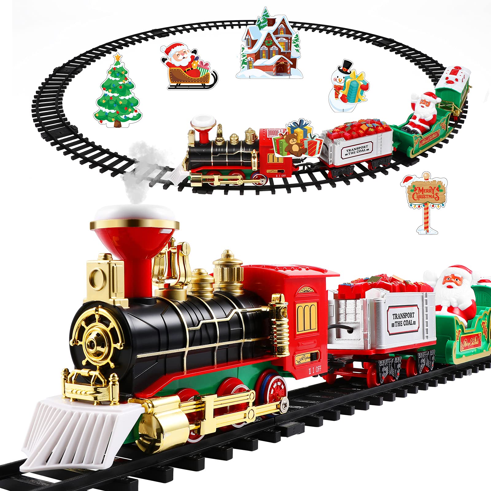 Christmas Train Electric Train Toy Sound Light Railway Tracks Christmas Tree Kids Toddlers