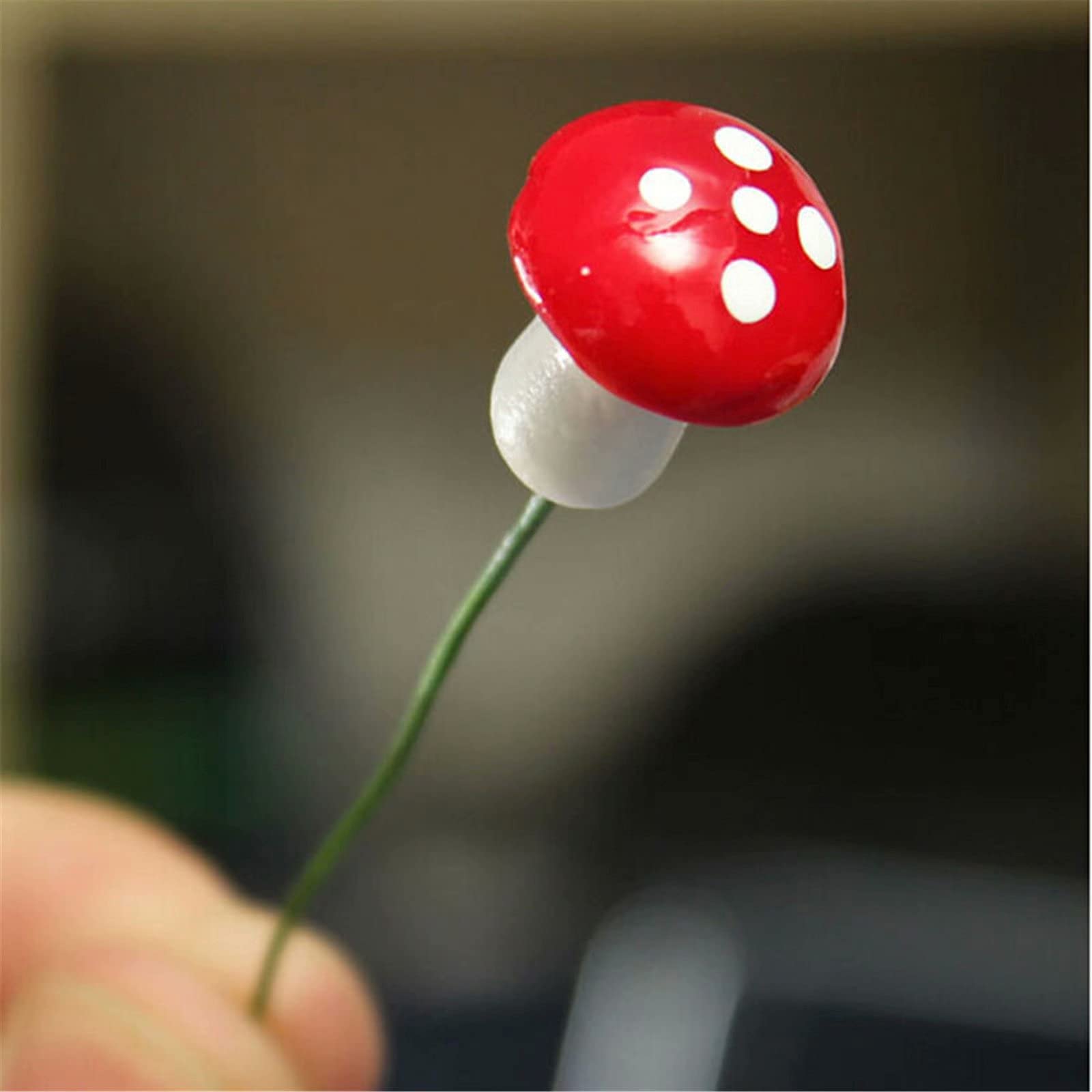 ASkinds 50Pcs/Set Mini Mushroom Decoration, Miniatures Artificial Succulent Plant Pot Resin Craft Decoration for Home DIY Micro Landscape Decor(Red)