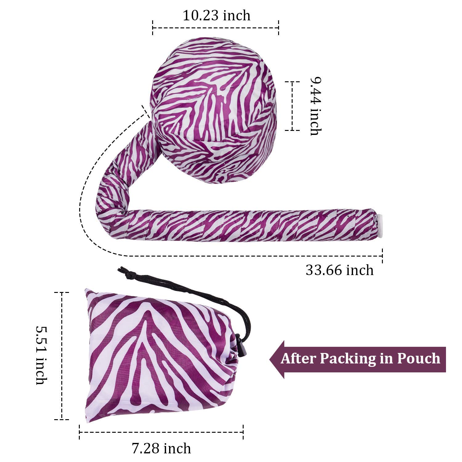 Locsanity Dreadlock Loose Natural Hair Bonnet Dryer Attachment Quick Drying Cap - Black or Purple (Purple Animal)