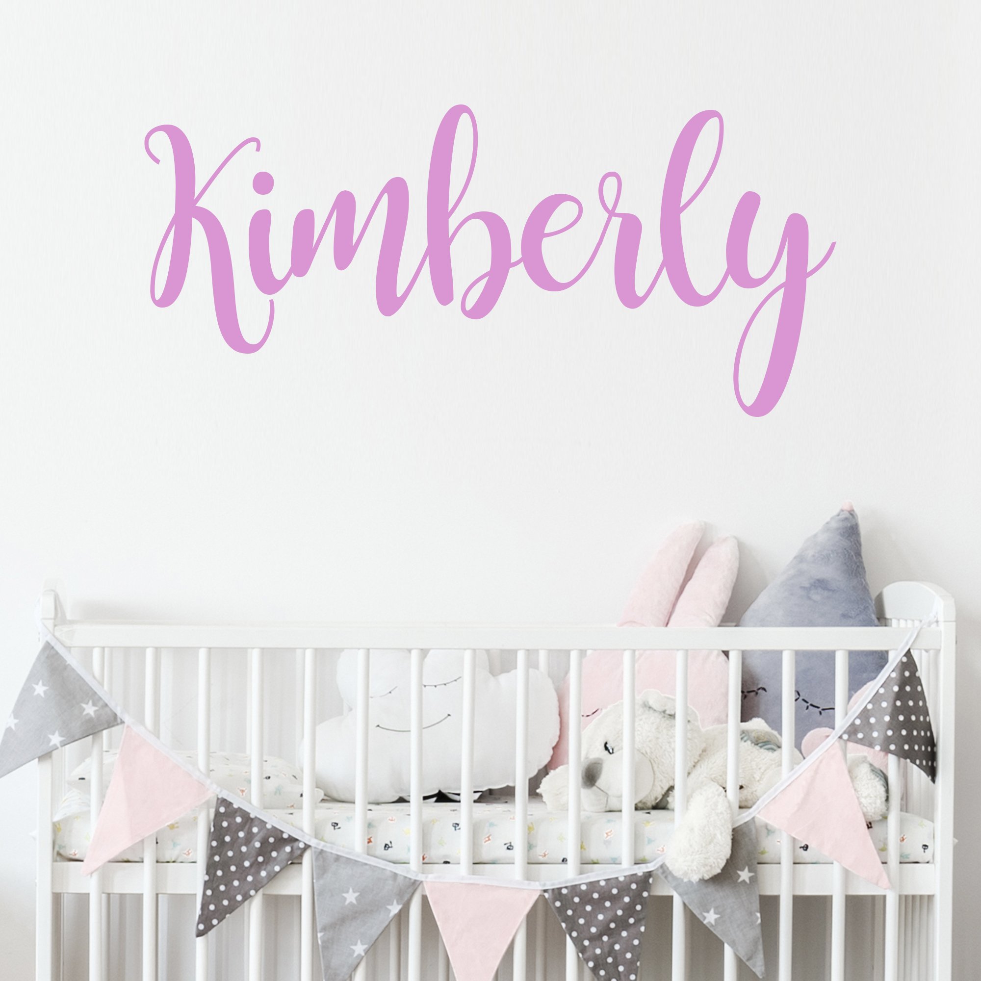 Personalized Custom Name Wall Decal for Baby Girl Nursery Room - Anti-Glare Large Matte Vinyl Monogram Lettering - Safe on Walls & Paint - Made in USA