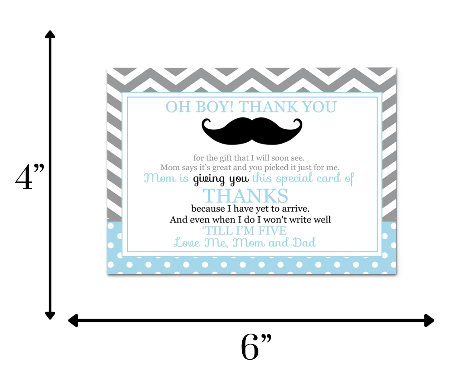 Mustache Baby Shower Thank You Postcard Set of 15