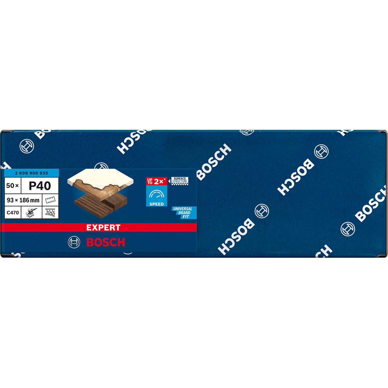 Bosch Professional 50x Expert C470 Sandpaper (for Hardwood, Paint on Wood, 93x186 mm, Grit 40, Accessories Orbital Sander)