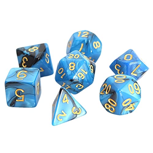SUWEILE SZSZ 7pcs/Set Acrylic Dice Set Different Shapes Digital Dice for RPG MTG DND Board Game Role Playing Games 0212 (Color : F)