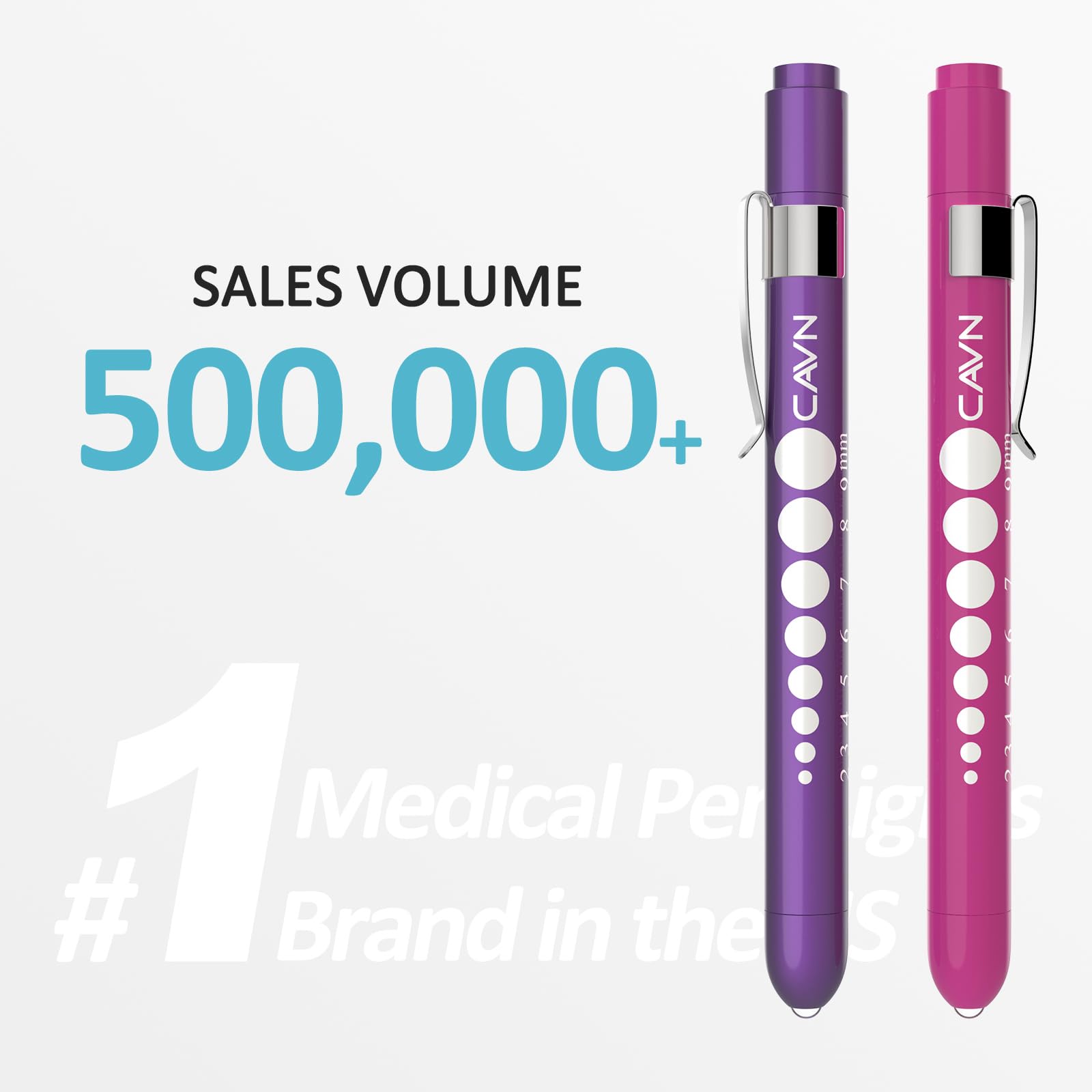 CAVN Pen Light with Pupil Gauge LED Penlight for Nurses Doctors, 2 Pcs Reusable Medical Penlight for Nursing Students (Purple/Pink)