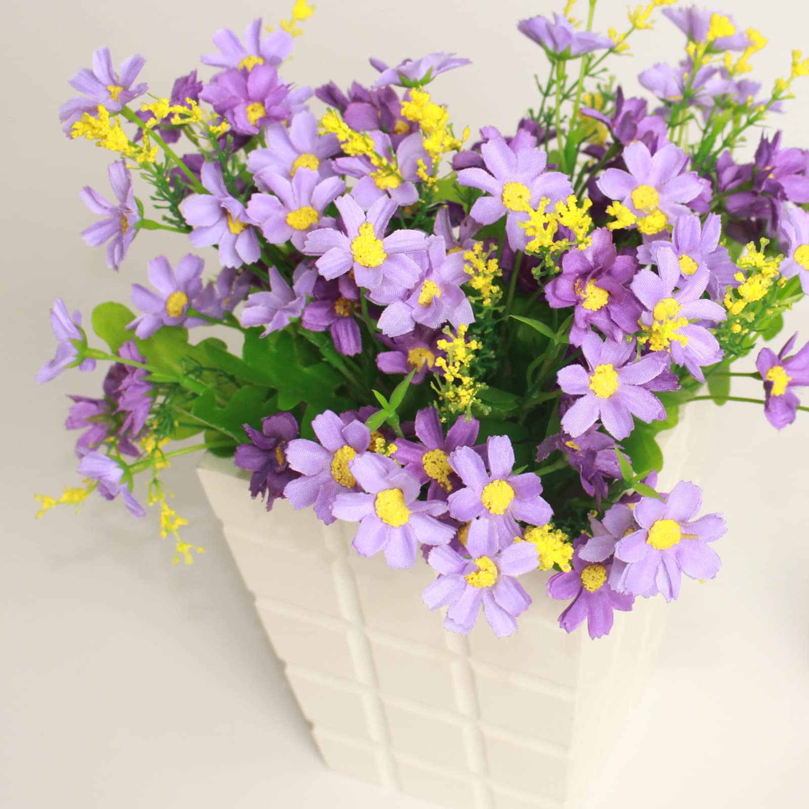 BOSHENG Outdoor Artificial Flowers Chrysanthemum for Courtyard Decor Small Daisies Plastic Greenery Shrubs Plants for Home Wedding Office Garden Decor(Dark Purple 6 Pack,3 Branches per Bunch)